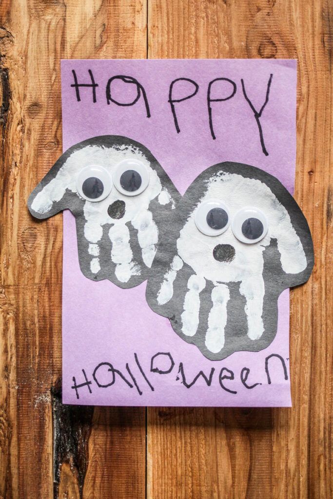 Ghost Handprint Halloween Cards | Lilies and Loafers