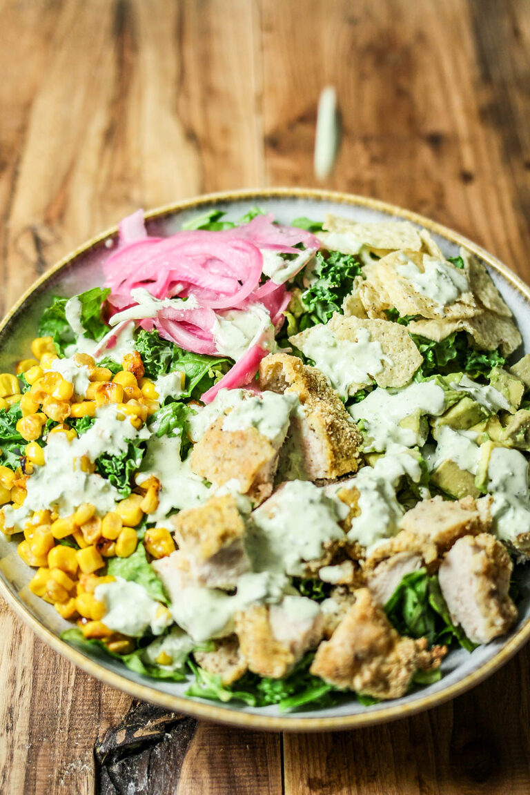 Crispy Chicken Salad with Poblano Ranch Dressing | Lilies and Loafers